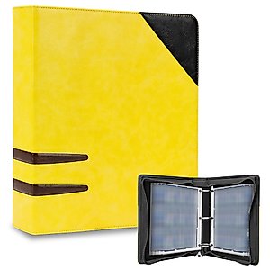 9-Pocket Trading Card Binder,Card Collector Album Fits 1080 Cards with 60 Sleeves Included, Compatible with PM Trading Cards and All Other Card Games.（Yellow）
