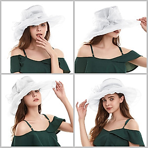 Zando Kentucky Derby Hats for Women Fashionable Church Hats for Women Organza Victorian Hat Fancy Tea Party Hats Wedding Fascinator Hats for Women Organza Derby Hat for Women Funeral Sun Hat Black Hat