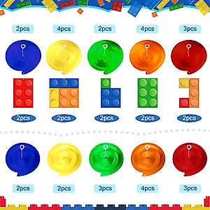 30 Pcs Building Blocks Party Favors Building Blocks Hanging Swirl Decoration Set 16 Pcs Building Block with Single Hanging Swirl and 14 Pcs Double Hanging Swirl for Building Block Theme Birthday Decor