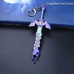MEETCUTE Decayed MasterSword Keychain Latest,Cool Sword Key Ring for Men and Women Legend of Zeld the Tears Kingdom MasterSword Key chain Cosplay Accessories - Purple