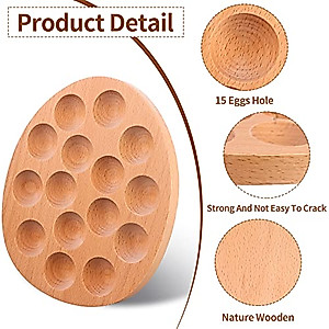 2 Packs 15 Holes Wooden Deviled Egg Plate Easter Egg Tray Egg Holder for Fresh Egg Oval Wooden Egg Storage Container for Kitchen Cabinets Display or Storage-9.6x8.1in
