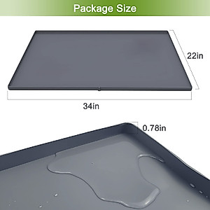 Under Sink Mat - 34" x 22" Under Sink Mats for Kitchen Waterproof, Holds up to 3.3 Gallons Water, Bathroom Under Sink Tray with Unique Drain Hole for Doormat, Pet Feeding Mat, Drawing Mat, Craft Mat