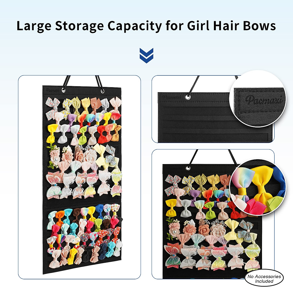 Bow Holder For Baby Girls, Newborn Hair Bows Holder, Hanging Hair Clips Storage Organizer, Hair Clips Storage Hanger Display Stand For Girl Room (Black)