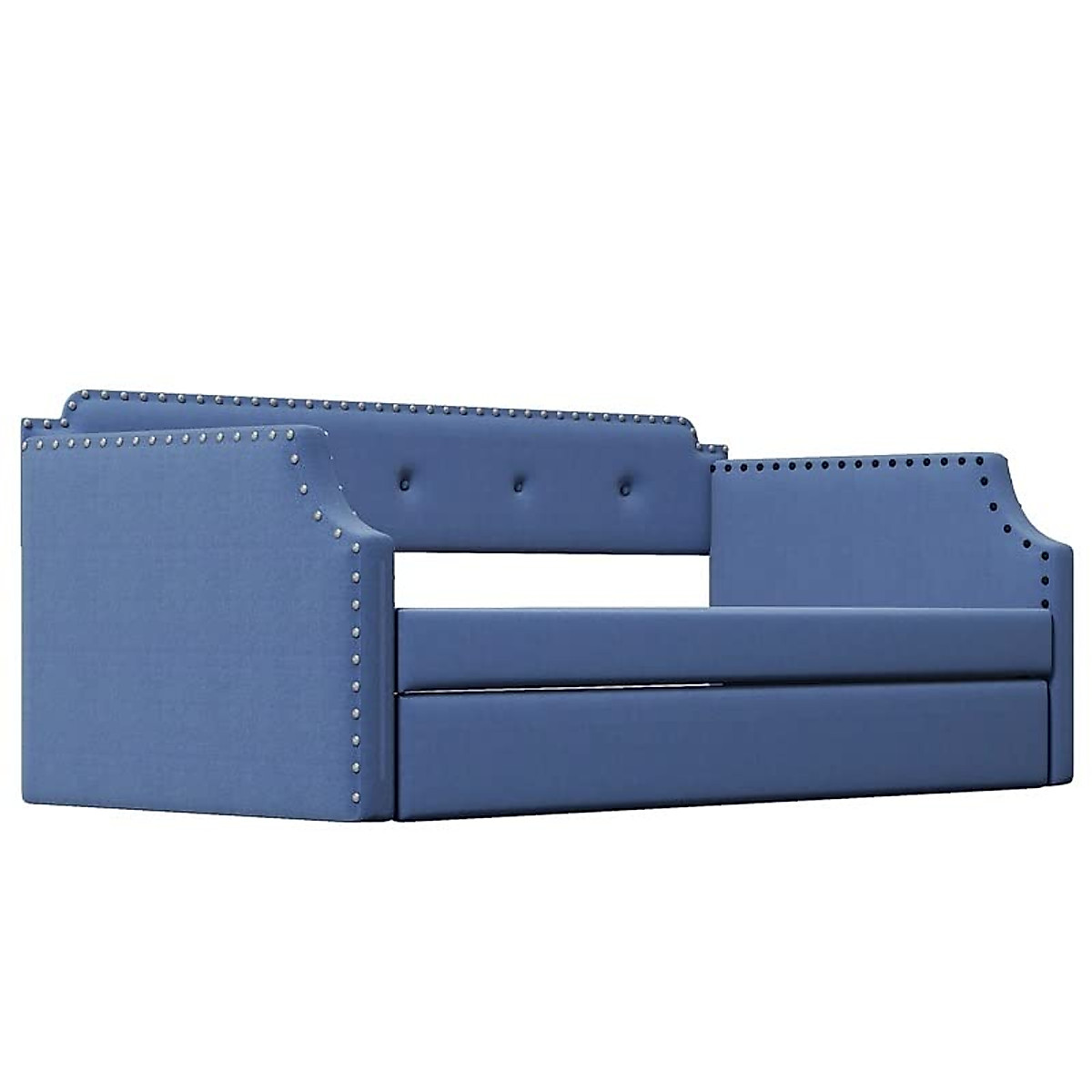 FLOYINM Upholstered Daybed with Trundle, Wood Slat Support,Upholstered Frame Sofa Bed, Twin