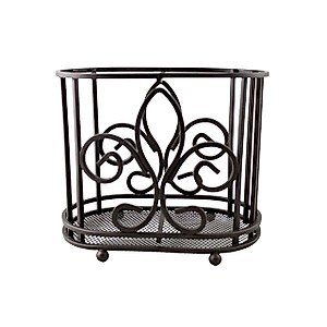 Dependable Metal Wire Cutlery and Utensil Storage Organizer Bin for Kitchen, Pantry, Table and Countertop - Utensil Caddy Holds Forks, Knives, Spoons, Spatulas - 2 Section - Bronze