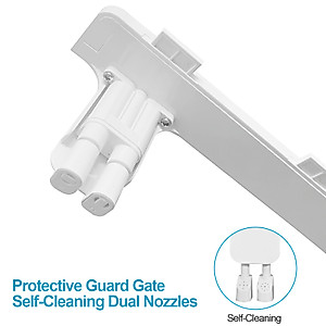 ZhiQToes Bidet Attachment for Toilet,Non-Electric Self Cleaning,Dual Retractable Nozzles Badays for Toilets Seat,Adjustable Water Pressure Fresh Water Sprayer,Front & Rear Wash (White)