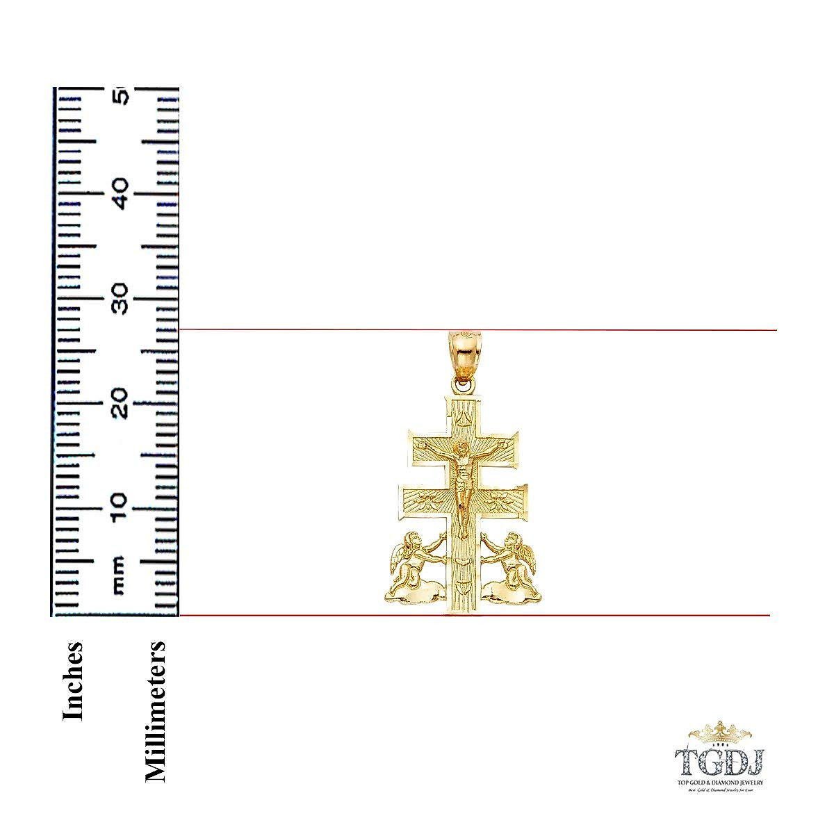 14k Yellow Gold Religious Cross of Caravaca Pendant