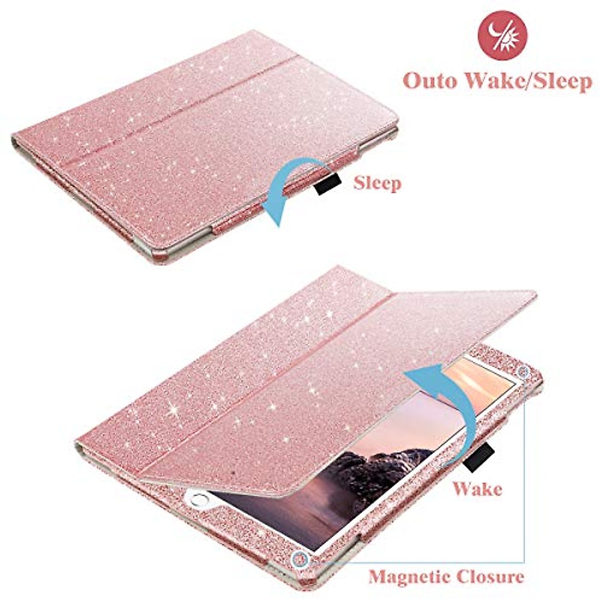 Fingic for iPad 10.2 Case 2021/2020/2019 - iPad 9th/8th/7th Generation Case Luxury Sparkly Folio Folding Stand Cover Auto Wake/Sleep Smart Case for New iPad 10.2” 2021/2020/2019 (9th/8th/7th Gen)