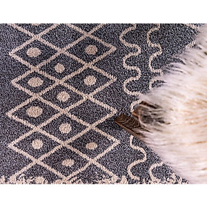 Unique Loom Fez Collection Tribal, Moroccan, Bohemian Area Rug, Runner 2' 0" x 6' 1", Gray/Beige