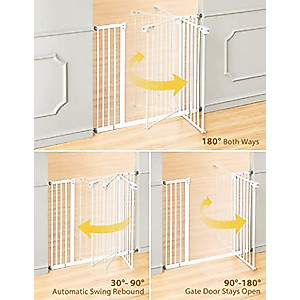 InnoTruth 29"- 39.6“ Baby Gate for Doorways and Stairs, 36" Extra Tall No Drill Wall Protected Dog Gate, 45cm Wide Walk Thru Auto Close Metal Child Gate, Easy to Install and One-Hand Opening, White
