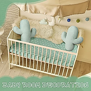 2 Pcs 16 Inches Cute Throw Pillow Cactus Shape Pillow 3D Succulent Pillow Aesthetic Throw Pillows Cute Decorative Pillows Sofa Cushion Office Nap Pillow for Nursery Bedroom Sofa Room Accessory