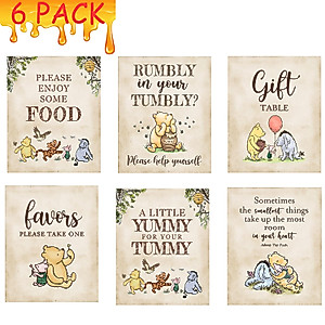 The Pooh Bear Baby Shower Decorations, Table Sign/Gender Reveal/BIrthday Party Table Decorations 6 Pcs