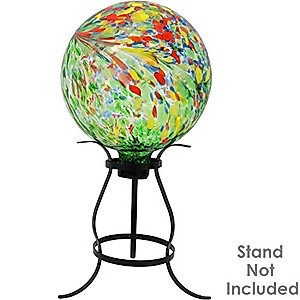 Sunnydaze 10-Inch Glass Outdoor Gazing Globe - Reflective Ball Yard Ornament for Patio or Lawn - Green Artistic