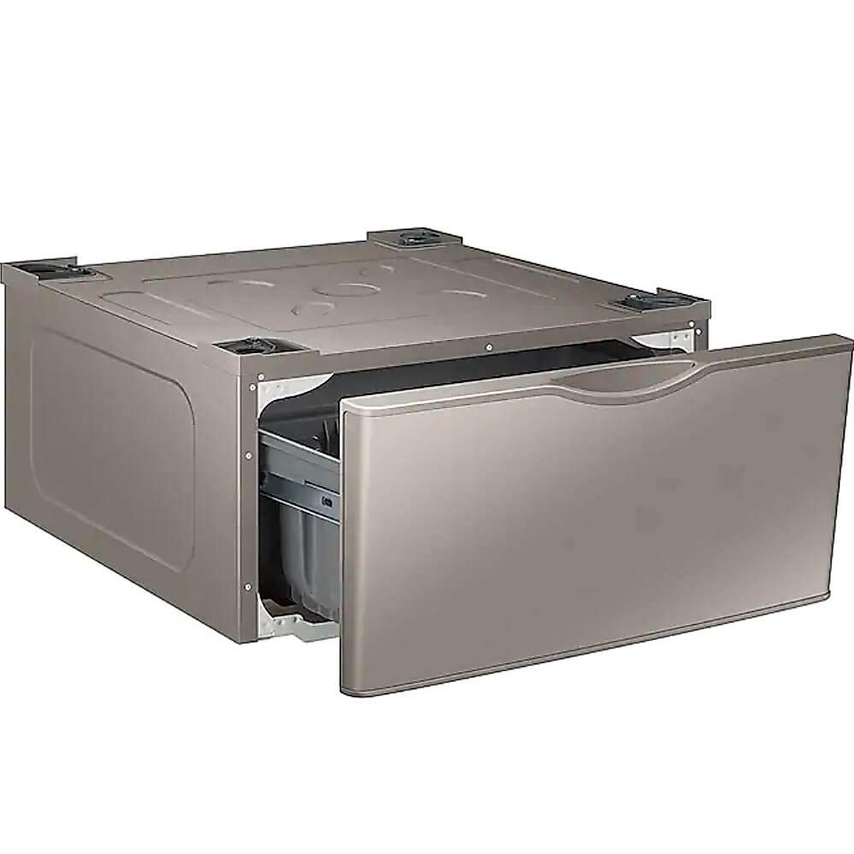 SAMSUNG 27-Inch Washer Dryer Pedestal Stand w/ Pull Out Laundry Storage Drawer, Stainless Steel, WE402NC/A3, Champagne