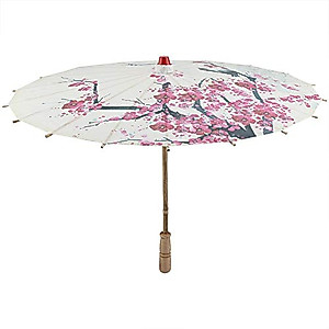 Aufee Oiled Paper Umbrella, 23.6 Inch Handmade Oiled Paper Umbrella Plum Pattern Chinese Art Classical Dance Umbrella for Performance Prop