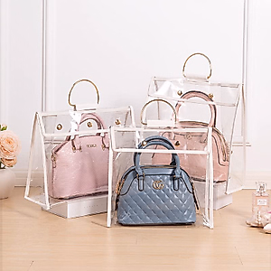 Clear Dust-proof Bag, Transparent Dust Bag Organizer Purse Handbag Protector with Magnetic Snap, Clear Handbag Storage for Storage Wall Hanging