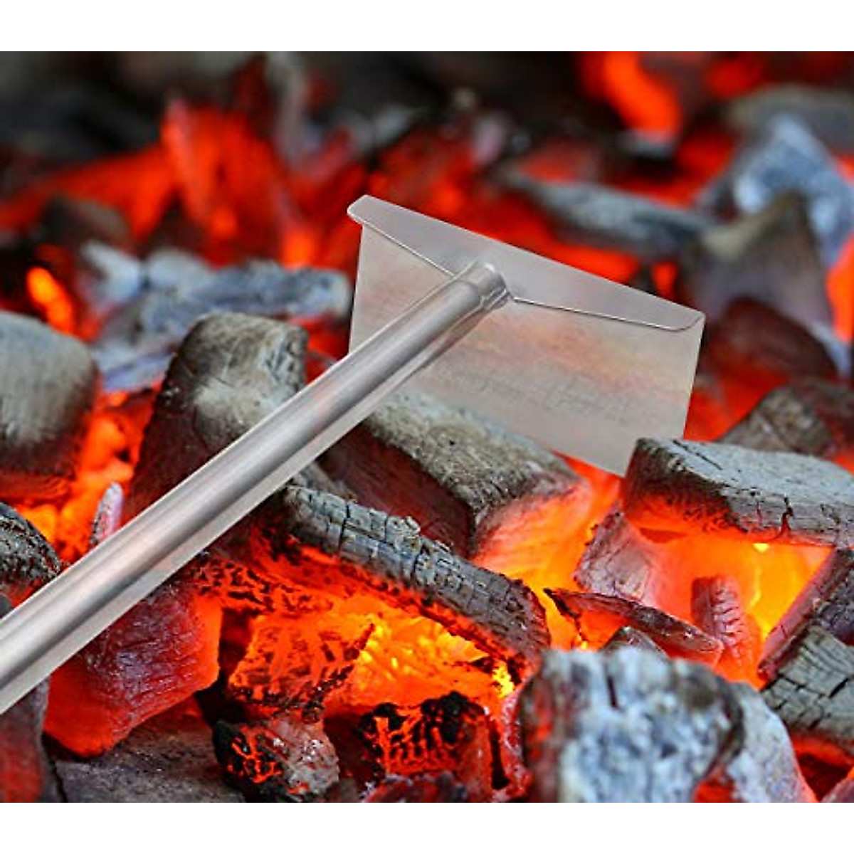 Grilljoy 25.2" Stainless Steel BBQ Charcoal Ash Rake - Elongated Rubber Handle