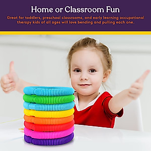 Special Supplies Fun Pull and Stretch Tubes for Kids - Pop, Bend, Build, and Connect Toy, Provide Tactile and Auditory Sensory Play, Colorful, Heavy-Duty Plastic (16-Pack Primary Colors)