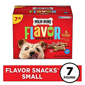 Milk-Bone Flavor Snacks Small Dog Biscuits, Flavored Crunchy Dog Treats, 7 Pound Box