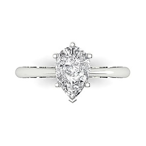 Clara Pucci 2.0 ct Pear Cut Solitaire Moissanite Engagement Wedding Bridal Promise Anniversary Ring 18K White Gold Size 5.25