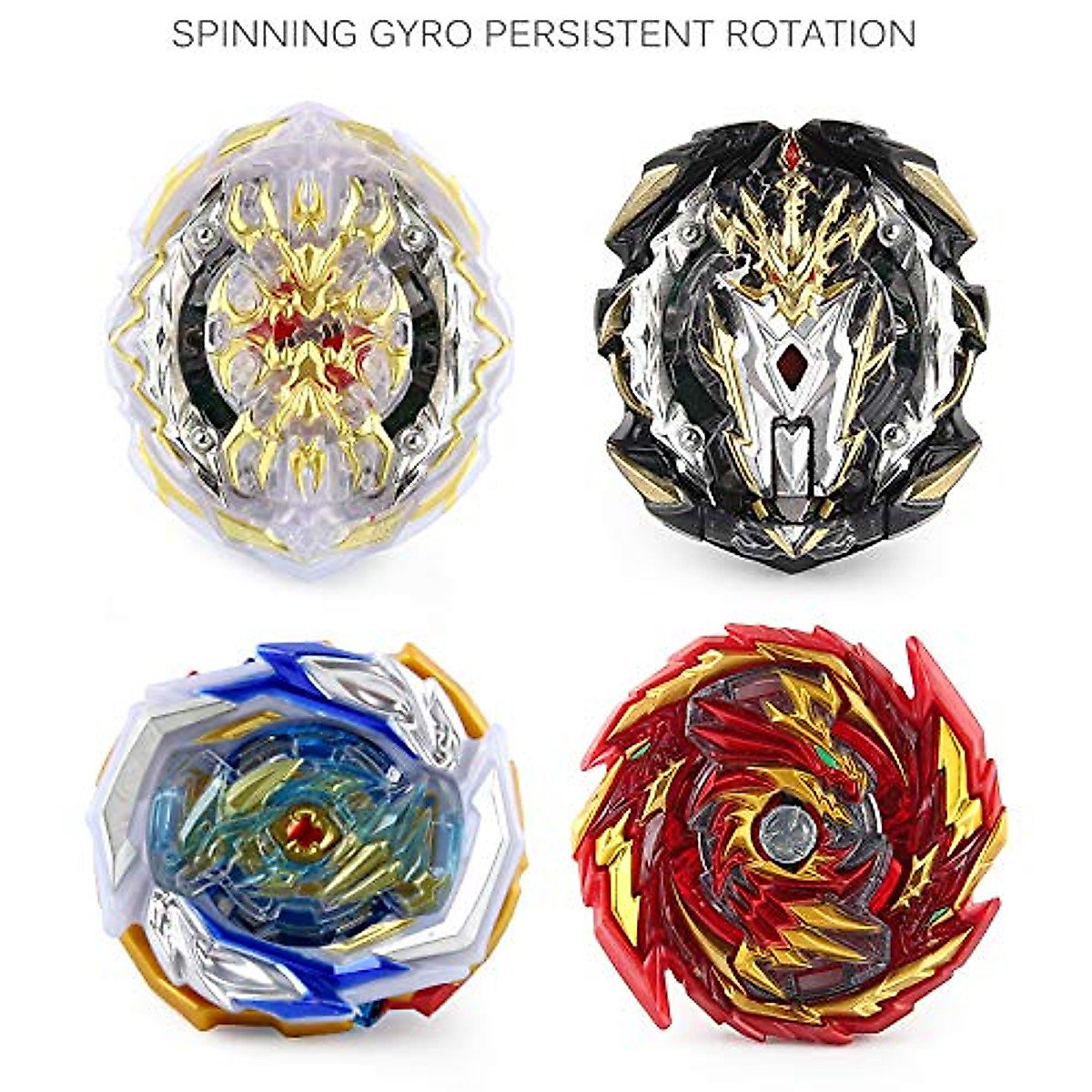 RGoal 4 in 1 Bey Burst Battaling Tops Set, Burst Starter Top Set with 4D Launcher(Gold)