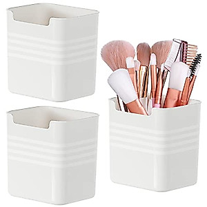 Poeland Desktop Storage Organizer Small, Plastic Storage Container for Desk, Cabinet, Drawer, Fridge, Office, Bathroom and Kitchen (3 Pack)