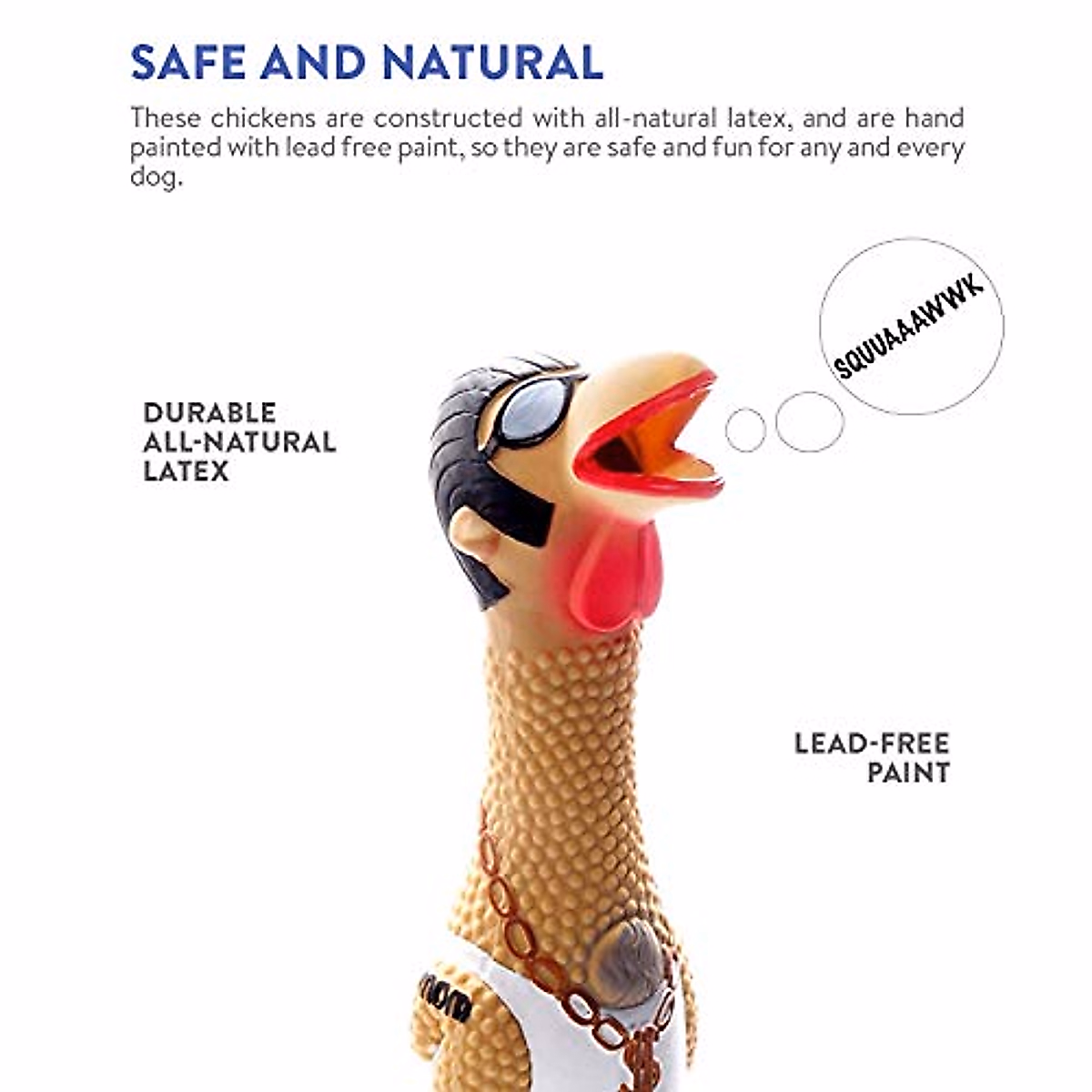 Charming Pet Squawkers Earl Latex Rubber Chicken Interactive Dog Toy, Large