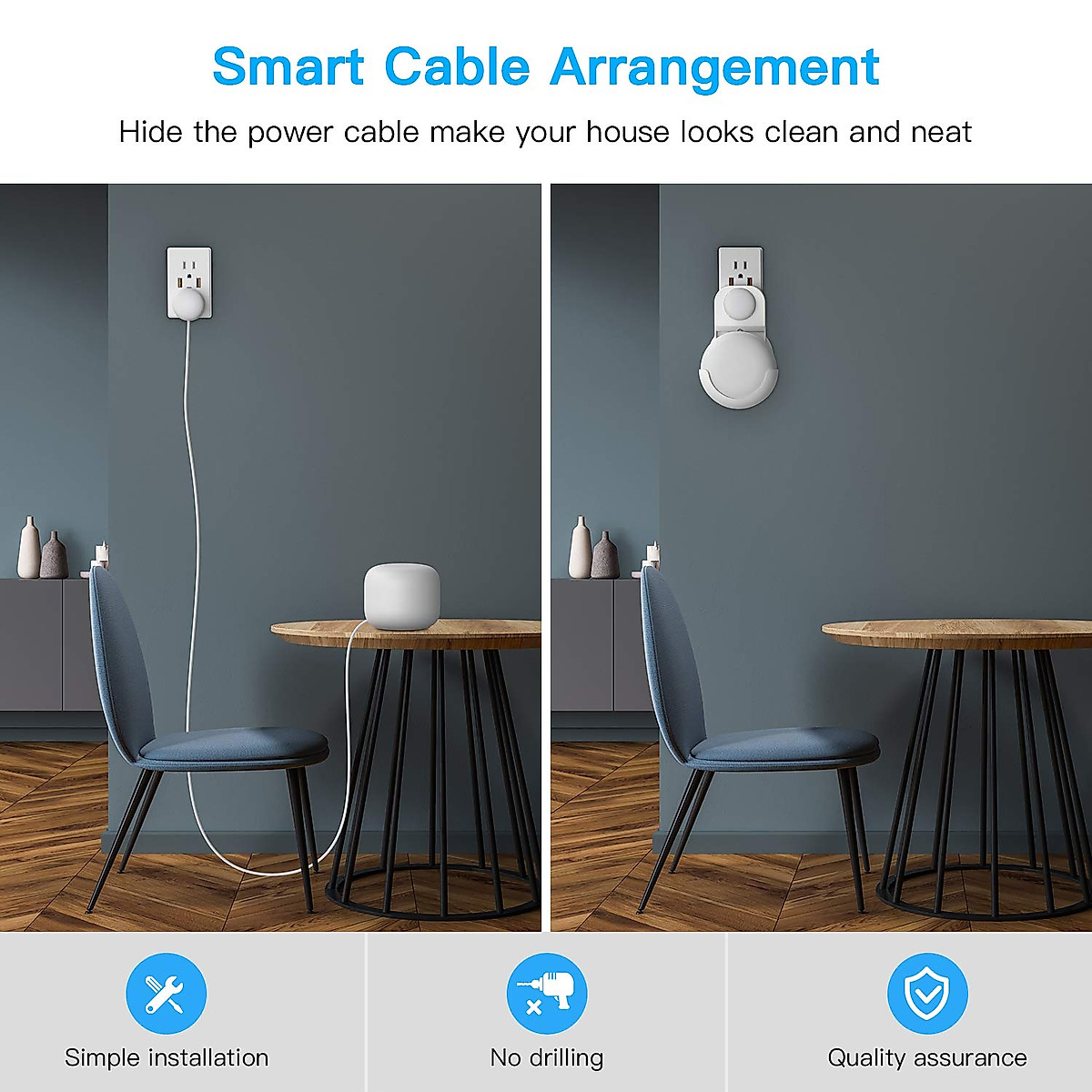 Koroao Smart Home Outlet Wall Mount Only for Google Nest WiFi Router(2nd Generation) - Easy Installation and No Cord Clutter Holder Bracket for Google 4x4 AC2200 Nest Mesh Wi-Fi Router (2-Pack)