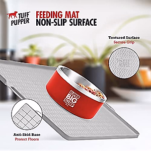 Tuff Pupper 36x24 XXL Waterproof Pet Feeding Mat | Raised Edges Prevent Spills | Easy Clean Dishwasher Safe | Holds Food & Water Mess from Floor | Non Slip Silicone Base | Dogs and Cats Silicone Tray