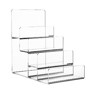 DOITOOL 4- Tier Acrylic Wallet Display Stand Holder, Handbag Purse Display Stand Jewelry Display Riser Purse Handbag Organizer