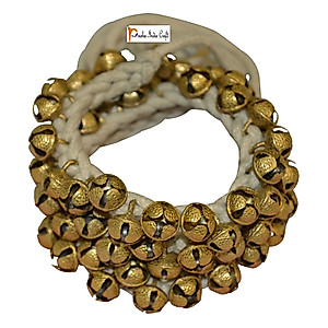 Prisha India Craft Kathak Ghungroo Pair, (25+25) (12 No. Ghungroo) Bells Tied with Cotton Cord Indian Classical Dancers Anklet Musical Instrument