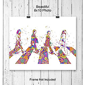 The Beatles Poster Wall Art - 8x10 Beatles Memorabilia - Beatles Gifts - Beatles Wall Decor - John Lennon, Paul McCartney, Ringo Starr, George Harrison - Abbey Road - 60s Music