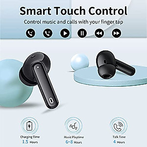 Wireless Earbuds Bluetooth Headphones LED Power Display Earphones Active Noise Cancelling Ear Buds with Charging Case Bluetooth 5.3 Hi-Fi Stereo in-Ear Earbuds for iPhone/Android/PC/Laptop (Black)