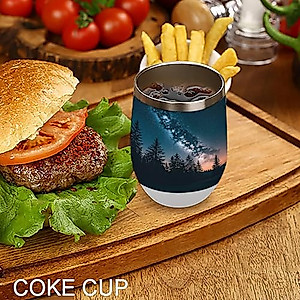 OPTKSNCU 304 Stainless Steel Insulated Cup with Lid, Trees at Night Print Durable, And Easy to Clean – Ideal for Home, Office, And Gift Giving