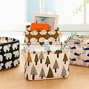 LEFV™ Foldable Storage Basket Small Multi-Function Linen Sorter Bag Case Open Bin for Toys Tidy Clothes Socks Underwear Bra Lingerie Makeup (Hedgehog)