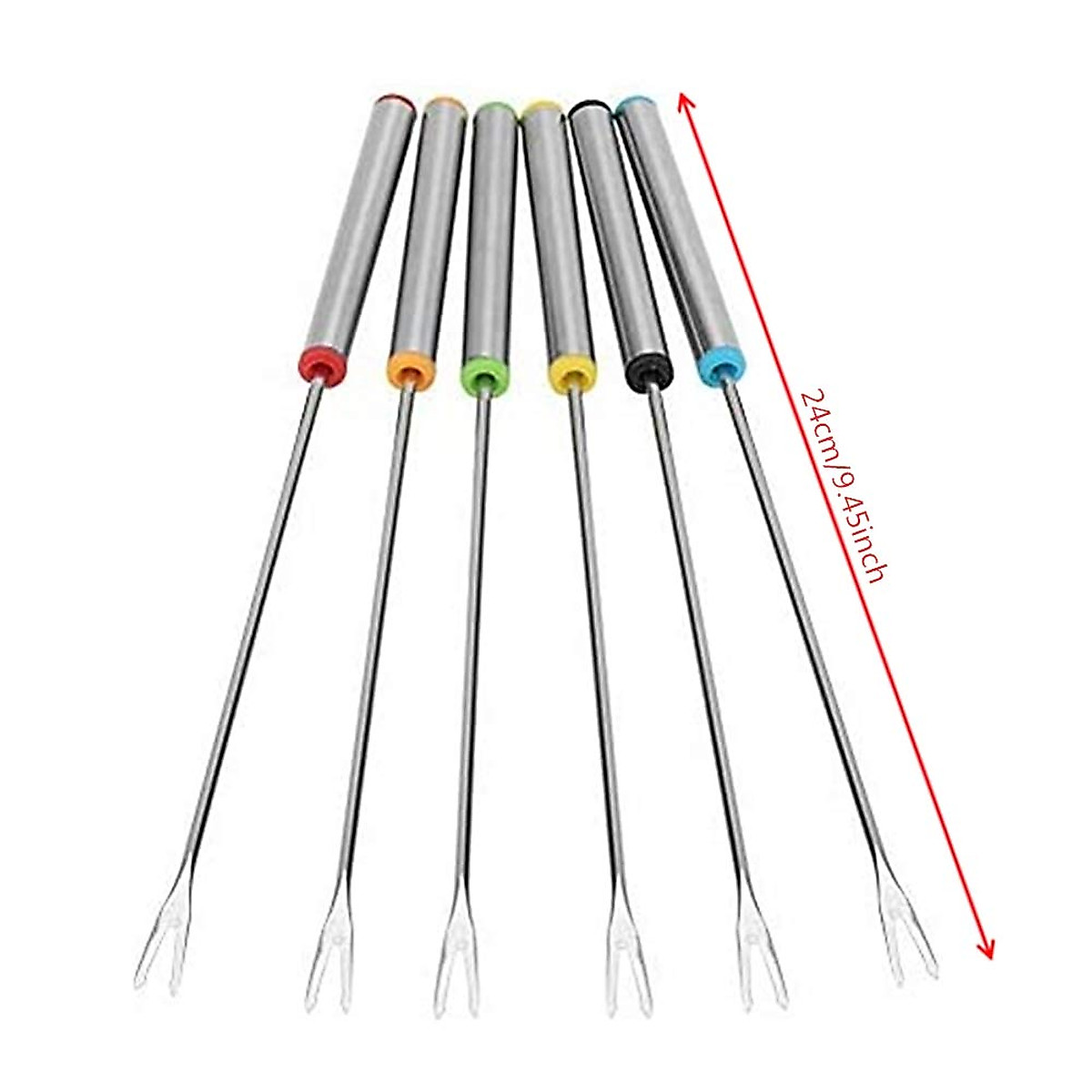 Fondue Sticks 6pcs Stainless Steel Smores Sticks with Heat Resistant Handle for Cheese Meat Chocolate Dessert Roast