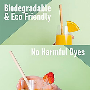 Thick & Heavy-Duty Compostable Bamboo Straws - Disposable & Biodegradable Straws for Cocktail Parties, Wedding, Barbeques, Coffee & On-the-Go Drinks by Taümo