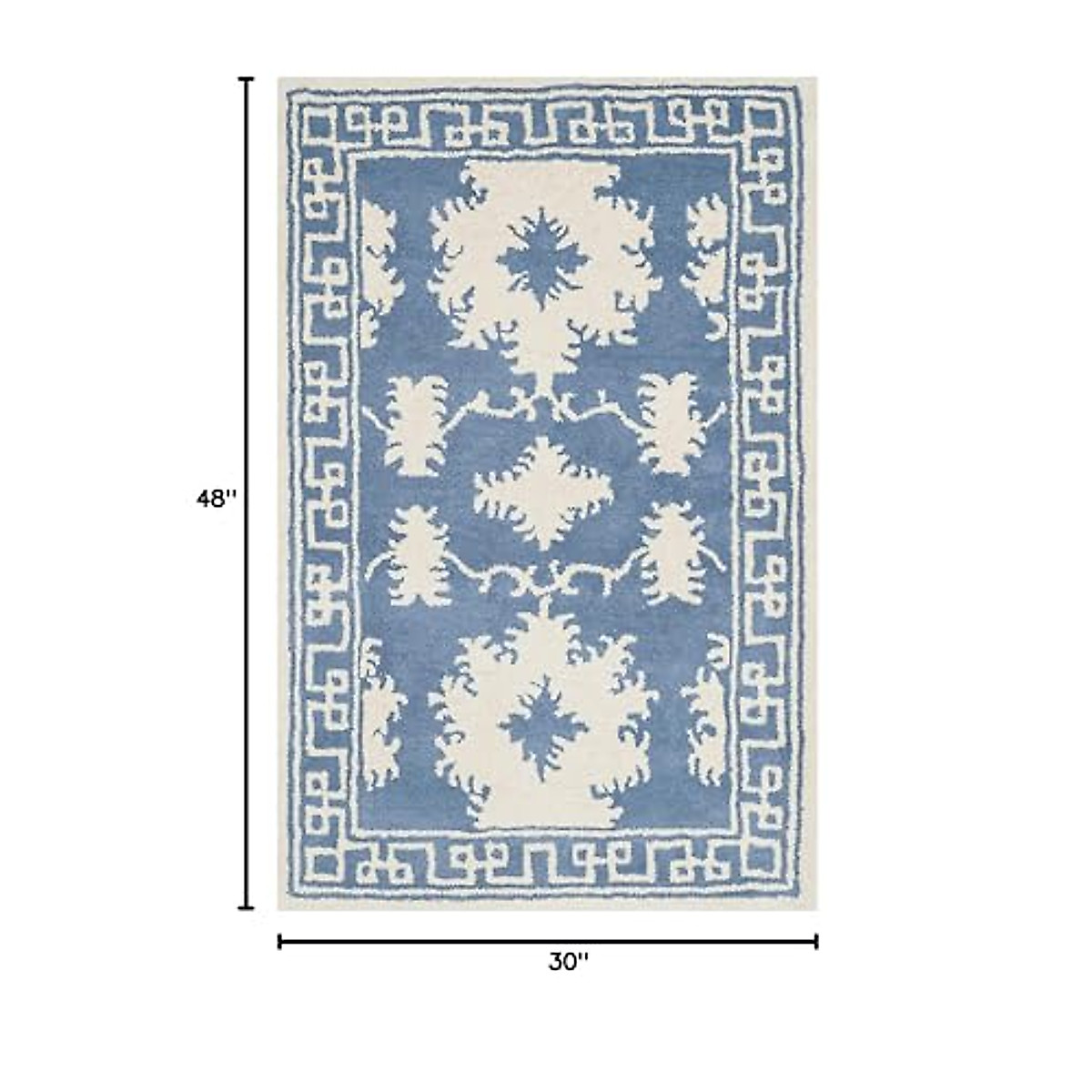 SAFAVIEH Bella Collection 2'6" x 4' Blue/Ivory BEL132A Handmade Premium Wool Accent Rug