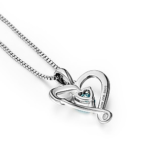 Mother's Birthday Gift I Love You Mom S925 Sterling Silver Heart Pendant Necklace