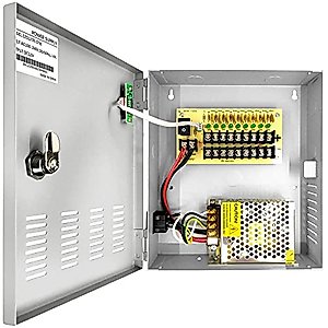 WEILAILIFE CCTV Power Supply Box, 9 Channel 12V 5A DC Distributed Power Supply Box, AC Plug Cord & Key Lock, Output AC to DC for Security Camera System, DVRs, IP Cameras, CCTV Cameras