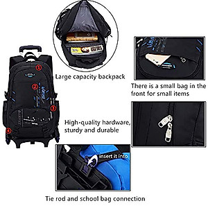 Armbq Boys Rolling Backpack with Wheels Teens Trolley Bookbag Kids Wheeled Backpack Middle and Elementary Travel Luggage School Bags