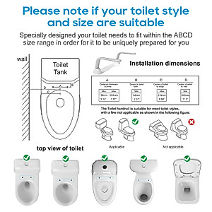 Toilet Safety Rails for Elderly (520 lbs), Handicap Toilet Rails with Foldable Handles, Toilet Assist Rails, Toilet Rails for Seniors, Heavy Duty Toilet Safety Frames Rails with Arms, Easy Installatio