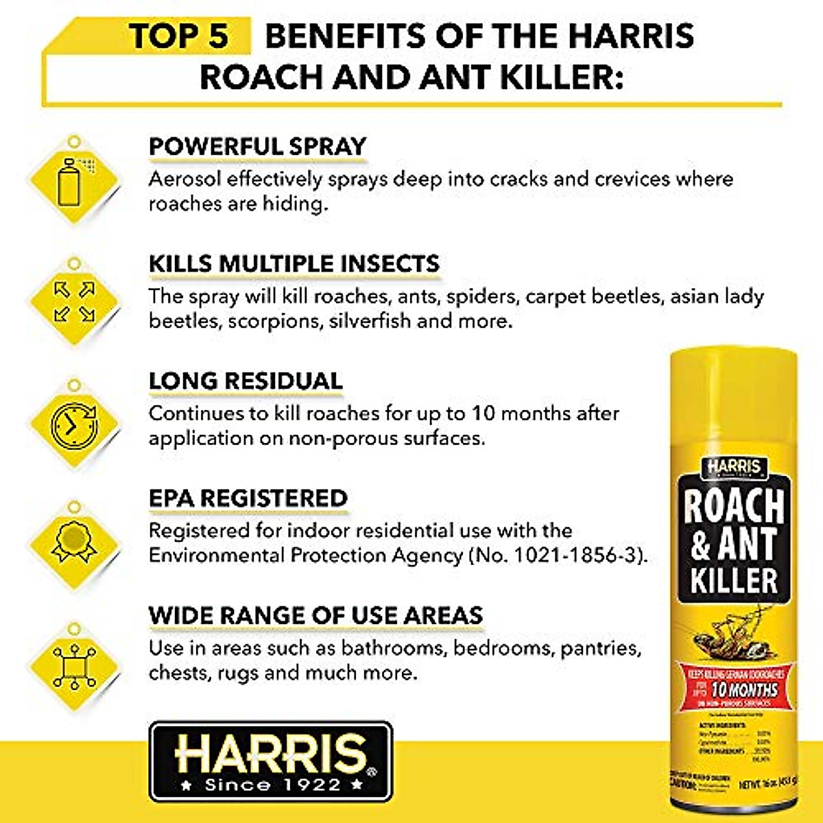 HARRIS 10-Month Roach and Ant Killer, 16oz Aerosol Spray