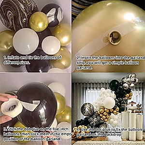 Black and Gold Balloon Garland Arch Kit-115Pcs White Black Chrome Gold Latex Balloons Metallic Marble Foil Balloons 22/10/5/Inch for Birthday Graduation Wedding Baby&Bridal Shower Retirement Bachelorette Anniversary New Years Eve NYE Party Backdrop Decora