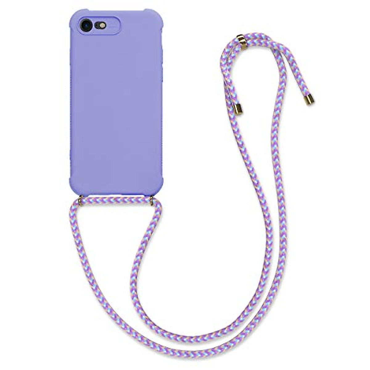 kwmobile Crossbody Case Compatible with Apple iPhone SE (2022) / iPhone SE (2020) / iPhone 8 / iPhone 7 Case - TPU Silicone Cover with Strap - Lavender