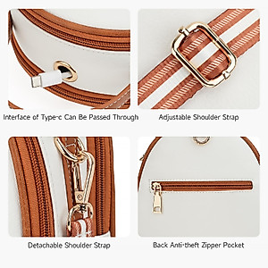 APHISON Small Backpack Purse for Women Cute Mini Backpacks PU Leather Crossbody Shoulder Bags White Brown