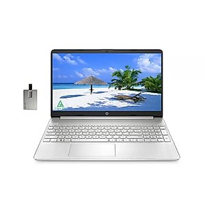 HP 2022 15.6" HD BrightView Laptop, Intel Pentium Silver N5030 Processor, 8GB RAM, 256GB PCIe SSD, Intel HD Graphics 605, 720p HD Webcam, Stereo Speakers, Silver, Windows 11, 32GB USB Card