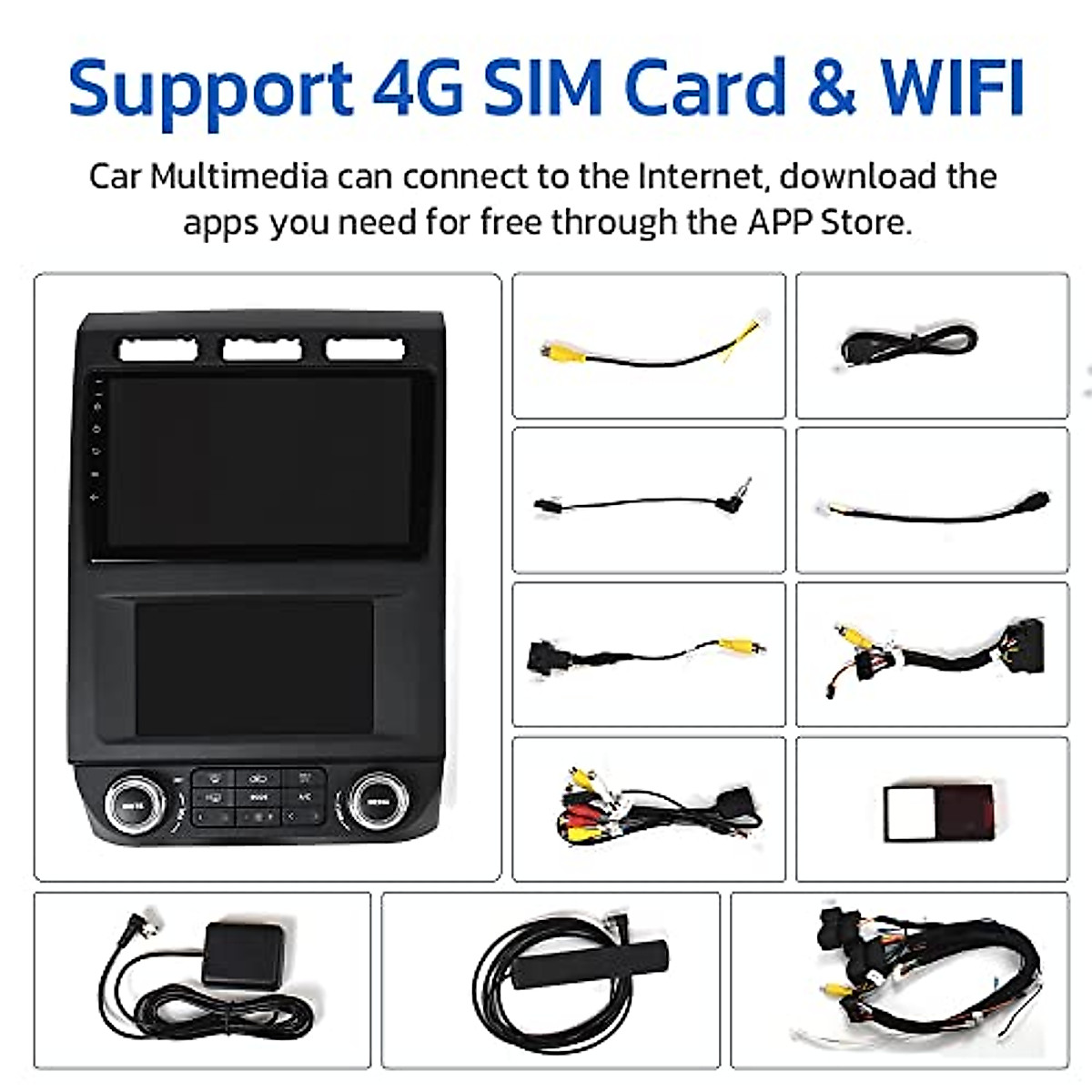 Dual Screen for Ford F150 Car Radio 2015 2016 2017 2018 2019 2020 2021 Head Unit Auto Stereo Multimedia Player GPS Navigation Carplay Touch Screen (4G+64GB)