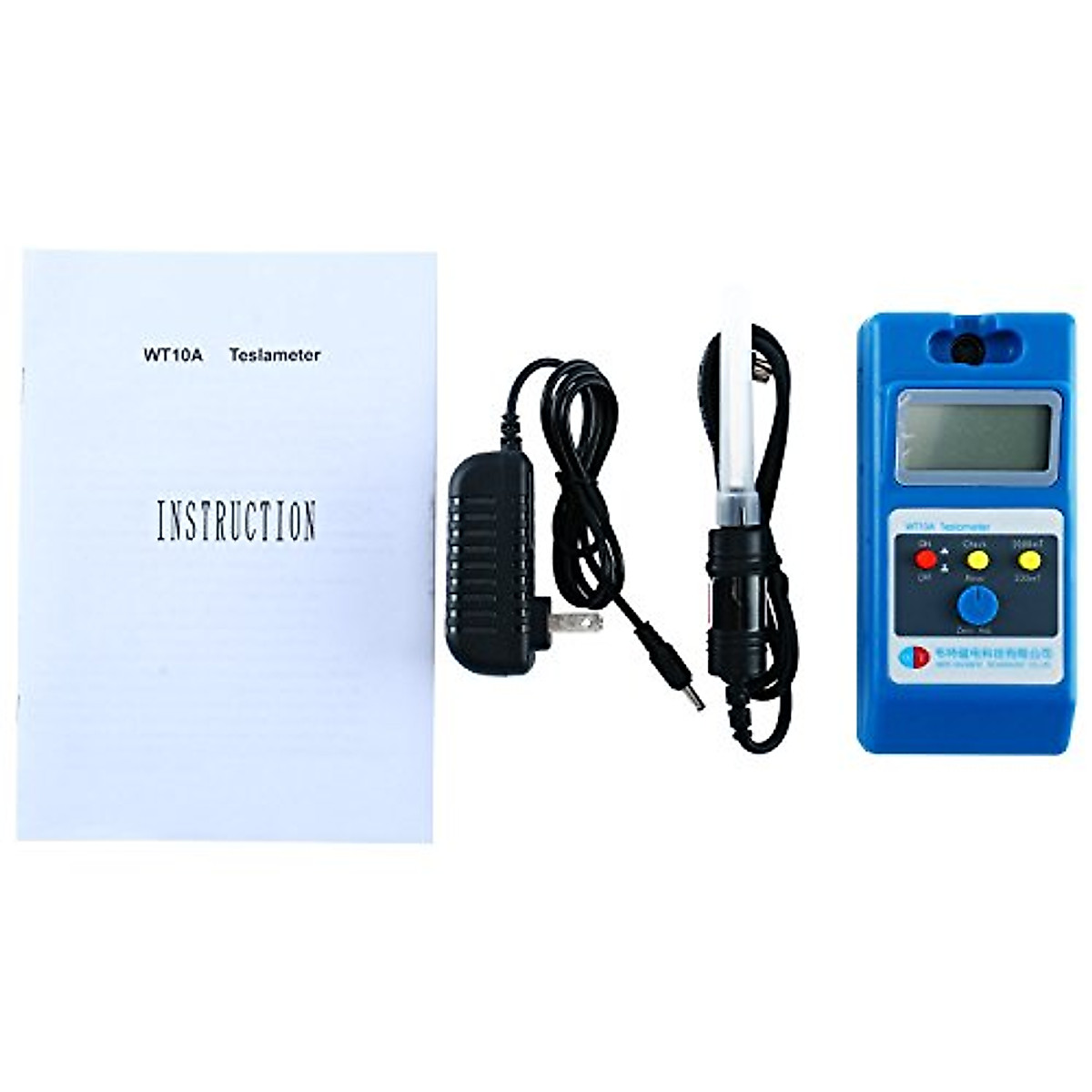 Homend LCD Gaussmeter Tesla Meter WT10A Surface Magnetic Field Tester with Ns Function + Metal Probe