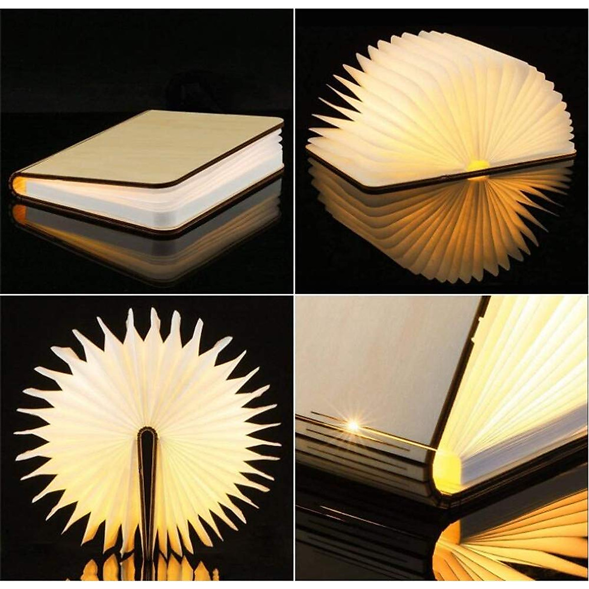 HutHomery Desk Lamp, Wooden Book Light, LED Night Reading Light, Bedside Desk Table & Wall Light Lamp USB, Perfect for Nightstand, Home & Office Decor Gift Ideas